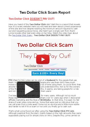 Two Dollar Click Scam Report presentation | free to download
