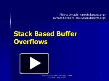PPT – Stack Based Buffer Overflows PowerPoint presentation | free to ...