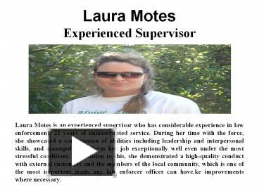 PPT – Laura Motes - Experienced Supervisor PowerPoint presentation ...