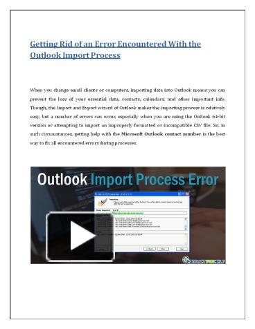 PPT – Error Encountered With the Outlook Import Process PowerPoint ...