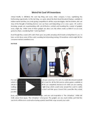 Weird Yet Cool VR Inventions presentation | free to download