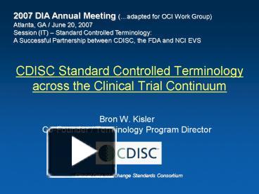 CDISC Standard Controlled Terminology across the Clinical Trial ...