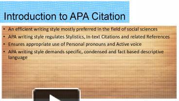 Introduction to APA Citation Style presentation | free to download