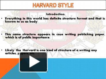Introduction to Harvard Citation Style presentation | free to download