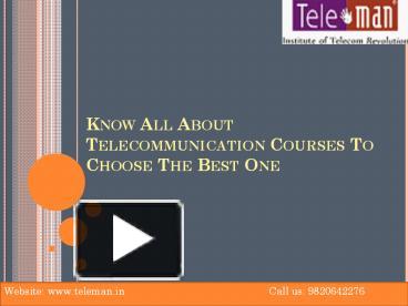 Know All About Telecommunication Courses To Choose The Best One (1 ...