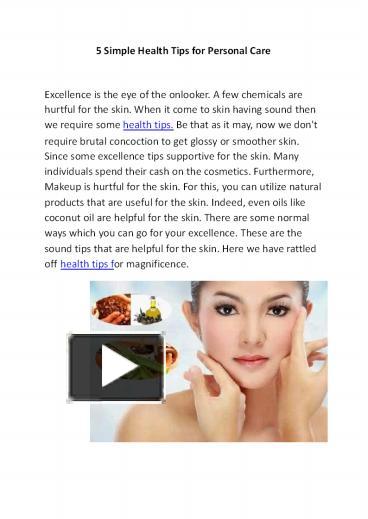 5 Best health tips for personal care presentation | free to download