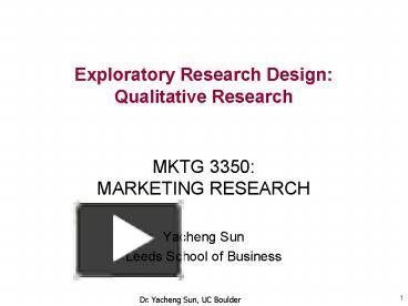 Exploratory Research Design: Qualitative Research presentation | free ...
