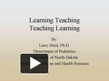 Learning Teaching Teaching Learning presentation | free to view
