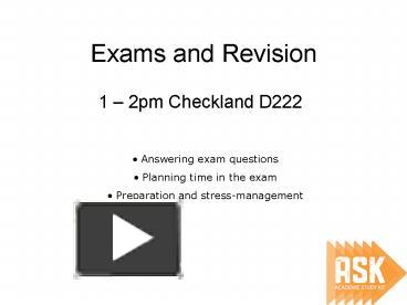 PPT – Exams and Revision PowerPoint presentation | free to view - id ...