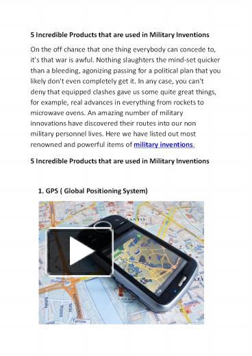 5 Incredible Products that are used in Military Inventions presentation ...