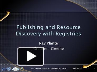PPT – Publishing and Resource Discovery with Registries PowerPoint ...