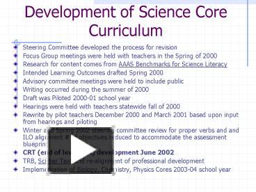 PPT – Development of Science Core Curriculum PowerPoint presentation ...