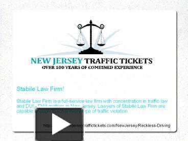 PPT – Reckless driving in New Jersey PowerPoint presentation | free to ...
