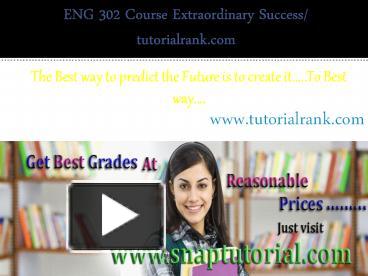 ENG 302 Course Experience Tradition / tutorialrank.com presentation ...