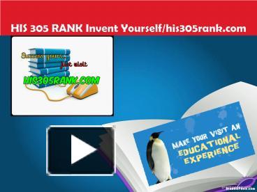 PPT – HIS 305 RANK Invent Yourself/ PowerPoint presentation | free to ...