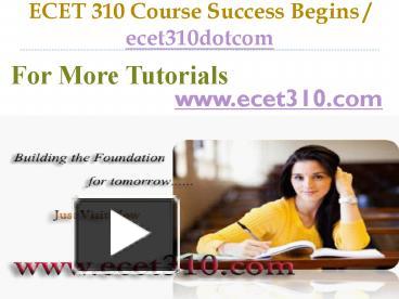 PPT – ECET 310 Course Success Begins / ecet310dotcom PowerPoint ...