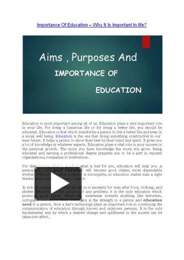PPT – Importance of Education PowerPoint presentation | free to ...
