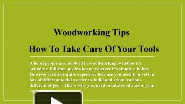 PPT – Woodworking Tips PowerPoint presentation | free to download - id ...
