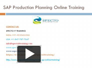 PPT – Best Online SAP PP Module Course Training Institute in India ...