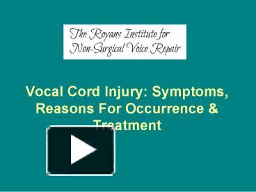 PPT – How Do You Know About Your Vocal Cord Injury? PowerPoint ...