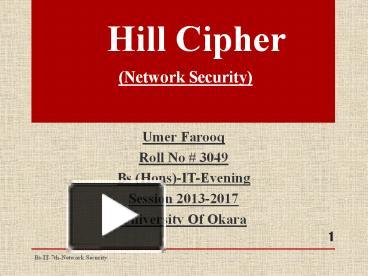 Hill Cipher presentation | free to download