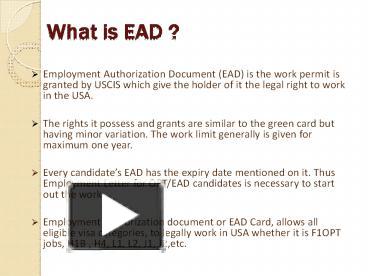 Employment Authorization Document (How to apply for EAD?) presentation ...