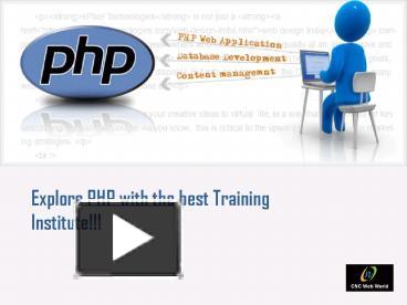 PPT – Explore PHP with the best Training Institute! PowerPoint ...
