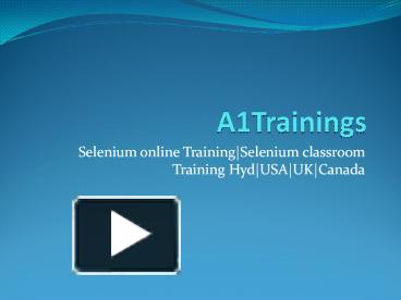 Selenium online Training|Selenium classroom Training Hyd|USA|UK|Canada ...