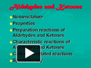 Aldehydes and Ketones presentation | free to view