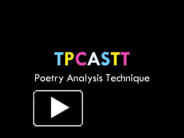 TPCASTT Poetry Analysis Technique presentation | free to view