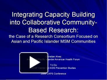 Integrating Capacity Building into Collaborative CommunityBased ...