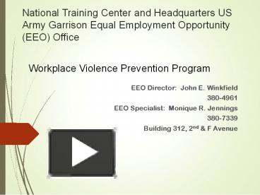 National Training Center and Headquarters US Army Garrison Equal ...