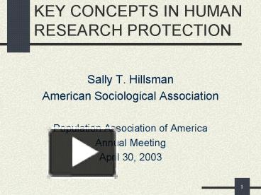 PPT – KEY CONCEPTS IN HUMAN RESEARCH PROTECTION PowerPoint presentation ...