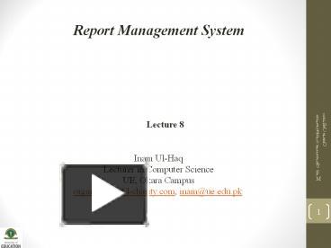 Report Management System presentation | free to download