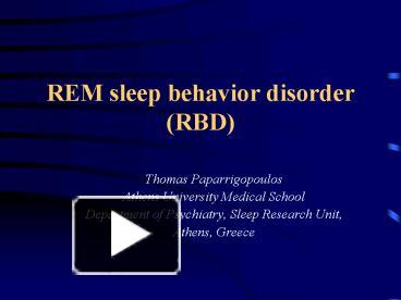 REM sleep behavior disorder RBD presentation | free to view