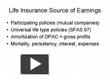 Life Insurance Source of Earnings presentation | free to view