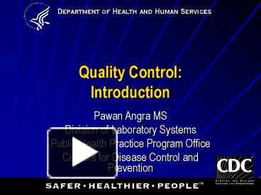PPT – Quality Control: Introduction PowerPoint presentation | free to ...