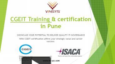 Certified in the Governance of Enterprise IT (CGEIT) Training in Pune ...