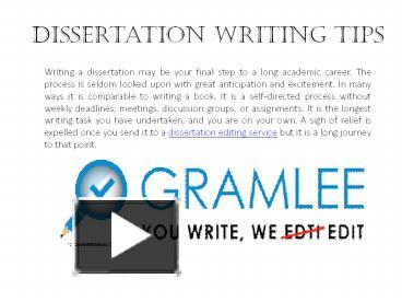 Dissertation Writing Tips presentation | free to download