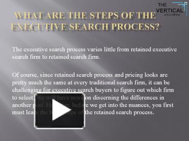 What are the Steps of the Executive Search presentation | free to download
