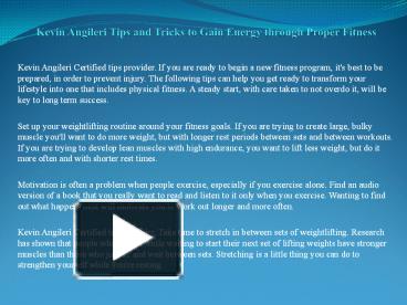 Kevin Angileri Tips and Tricks to Gain Energy through Proper Fitness ...