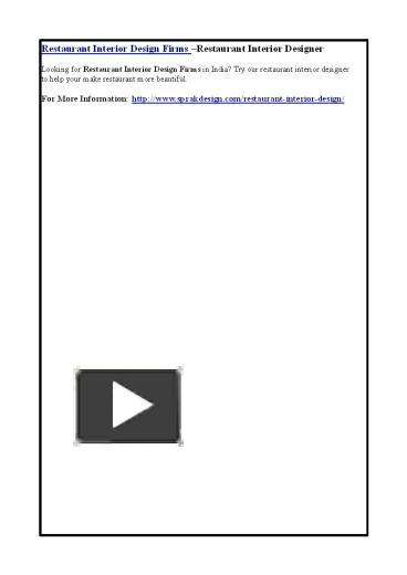 PPT – Restaurant Interior Design Firms –Restaurant Interior Designer ...