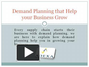 PPT – Supply Chain Planning-s&op: An Attribute based planning ...