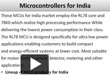 PPT – Microcontrollers for India PowerPoint presentation | free to ...