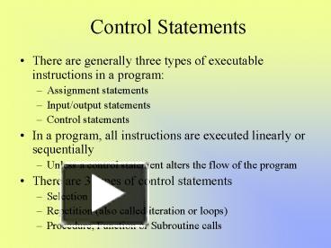 PPT – Control Statements PowerPoint presentation | free to view - id ...