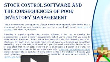 Stock Control Software And The Consequences Of Poor Inventory ...