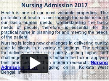 PPT – B.Sc Nursing Admission 2017 PowerPoint presentation | free to ...