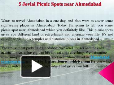 PPT – 5 Jovial Picnic Spot Near Ahmedabad PowerPoint presentation ...