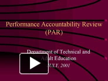 Performance Accountability Review PAR presentation | free to view