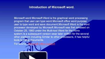 Introduction of Microsoft word presentation | free to download